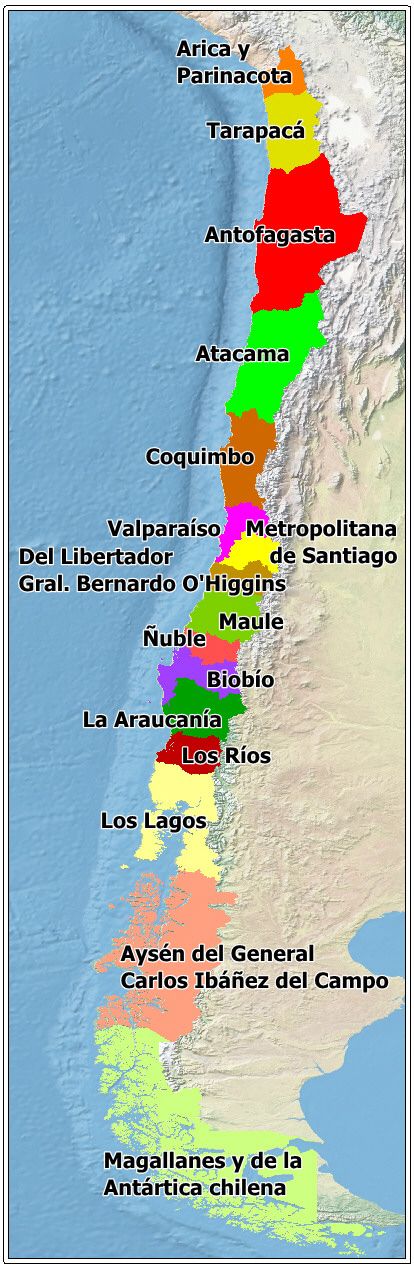 Mapa De Chile Y Sus Regiones Zonas Naturales De Chile